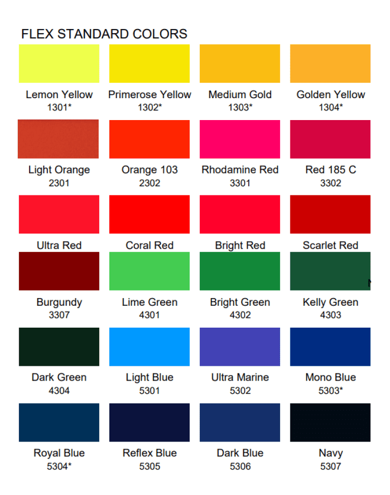 Digi Ink Flex Standard Colors